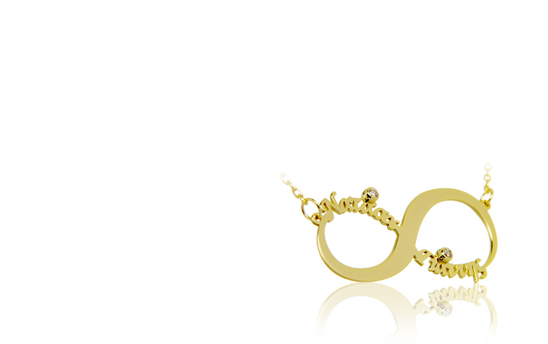 Sterling Silver Heart shape Infinity Necklace with Names and two ...